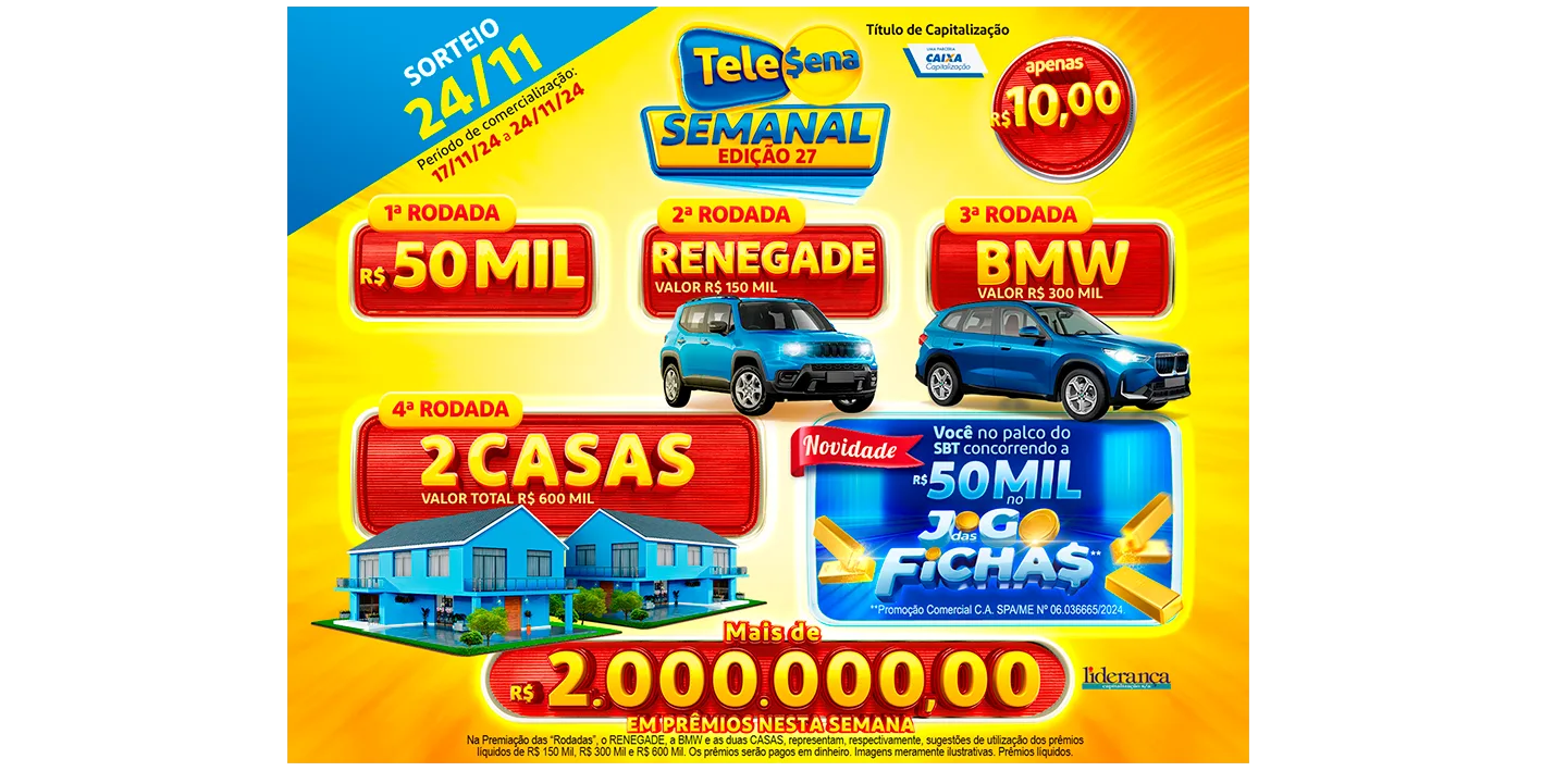 Tele Sena Semanal 24/11/2024: saiba o resultado do 27º sorteio de hoje ...